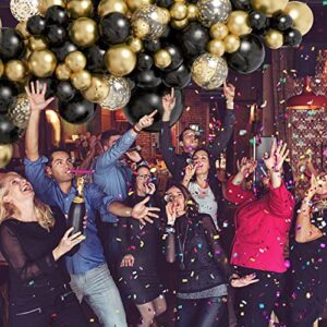 132Pcs Black and Gold Balloons Garland Arch Kit, Metallic Confetti Gold Black Graduation Balloons for Men Women Birthday Anniversary Wedding Retirement 2023 Graduation Party Decorations