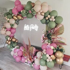 sherpaa Sage Green Pink Balloon Garland Arch Kit, Baby Pink Blush Gold Metallic Latex Balloons, 18 inch Big Sage Green and pink Balloon for Wedding Bride Baby Shower Birthday Evening Decor