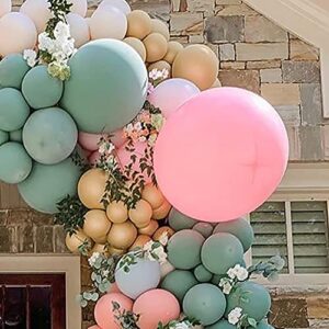 sherpaa Sage Green Pink Balloon Garland Arch Kit, Baby Pink Blush Gold Metallic Latex Balloons, 18 inch Big Sage Green and pink Balloon for Wedding Bride Baby Shower Birthday Evening Decor