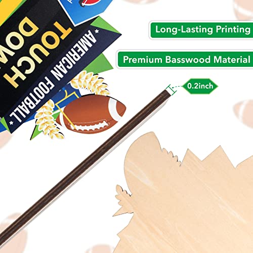 Hillicon 2023 Football Table Centerpieces 3 Pcs Wooden Football Centerpiece for Table, Super Bowl Party Decorations Tabletop Centerpiece Wooden Ornaments for Football Party Supplies (Style A)