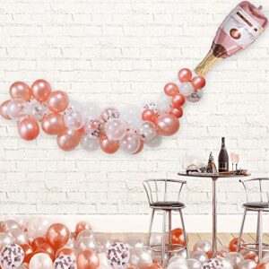 champagne bottle balloon kit, 40″ champagne wine bottle rose gold balloon and 70pcs balloons garland arch kit rose gold confetti balloons for wedding birthday bachelorette bridal shower party decorations