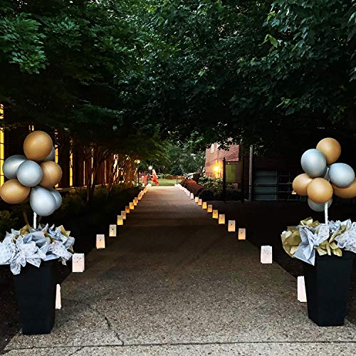 Homemory 50 PCS White Luminary Bags, Flame Resistant Candle Bags, Stars Design Luminaries for Wedding, Party, Halloween, Thanksgiving, Christmas