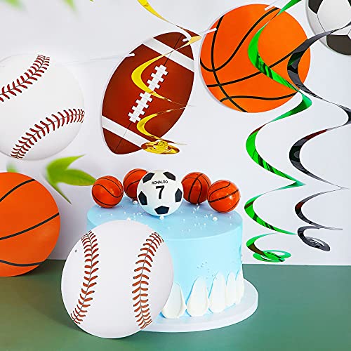 18 Pieces Sports Party Decorations Sports Themed Birthday Party Supplies 2 Pieces Sports Theme Banner and 16 Pieces Hanging Swirl Sports Bunting Basketball Football Soccer Baseball Paper Garland