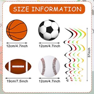 18 Pieces Sports Party Decorations Sports Themed Birthday Party Supplies 2 Pieces Sports Theme Banner and 16 Pieces Hanging Swirl Sports Bunting Basketball Football Soccer Baseball Paper Garland