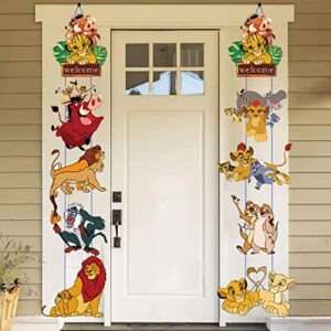 10 Pieces Lion King Cardboard Door Sign Banner Porch Sign Lion King Hanging Signs for Outdoor Indoor Bedroom Wall Decoration Fun Lion King Themed Supplies