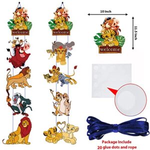 10 Pieces Lion King Cardboard Door Sign Banner Porch Sign Lion King Hanging Signs for Outdoor Indoor Bedroom Wall Decoration Fun Lion King Themed Supplies