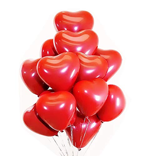 Soochat Heart Latex Balloons, Valentine's Day Balloons, Red Heart Shaped Balloons for Valentine Day Wedding Party Decoration 30 Pcs