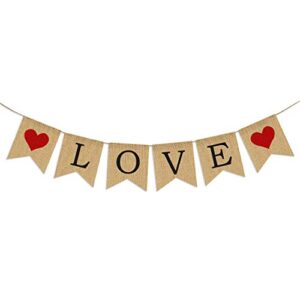 love burlap banner | valentines day decorations | valentines garland | valentine photo props | engagement banner decorations | wedding banner decorations | anniversary banner decorations