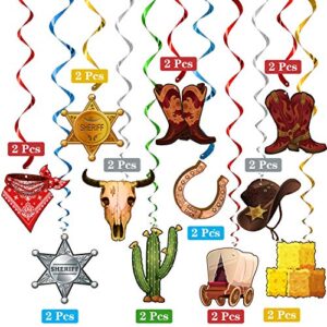 TMCCE Wild West Cowboy Western Hanging Swirls Foil Western Party Decoration Western Cowboy Theme Party Photography Backdrop Supplies 44Ct