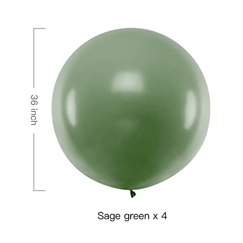 36 Inch Sage Green Balloons Giant Eucalyptus Balloons Bridal Shower Gender Neutral Baby Shower Decorations Olive Green Balloon 4 Count