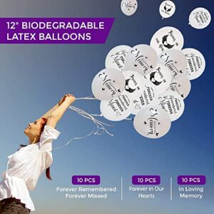 30 Biodegradable latex balloons for release to Celebrate life, Bereavement, Condolences, Funeral, Anniversary, Memorial services, Memory table, Ash Scatterings (WhiteSilver-ForeverHeartsMemory)