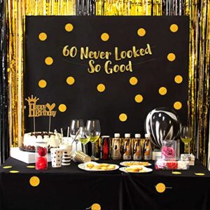 60 Never Looked So Good Gold Glitter Banner - 60th Anniversary and Birthday Party Decorations