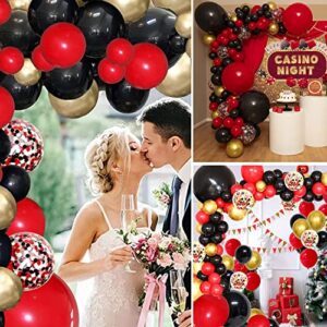 Red and Black Balloon Garland Kit, Red Black and Gold Balloon Arch, Black Red Balloons for Birthday Party, Wedding, New Year Party , Grad, Anniversary Party and Casino Theme Party Decorations.