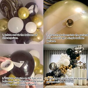 Black and Gold Balloon Garland Arch Kit-115Pcs White Black Chrome Gold Latex Balloons Metallic Marble Foil Balloons 22/10/5/Inch for Birthday Graduation Wedding Baby&Bridal Shower Retirement Bachelorette Anniversary New Years Eve NYE Party Backdrop Decora