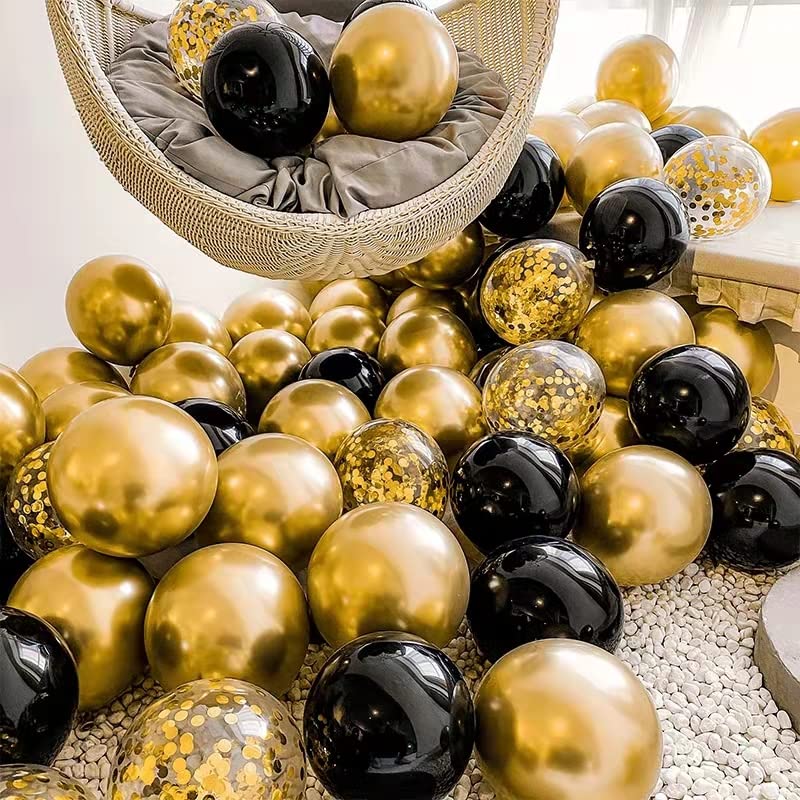 Black and Gold Balloon Garland Arch Kit-115Pcs White Black Chrome Gold Latex Balloons Metallic Marble Foil Balloons 22/10/5/Inch for Birthday Graduation Wedding Baby&Bridal Shower Retirement Bachelorette Anniversary New Years Eve NYE Party Backdrop Decora