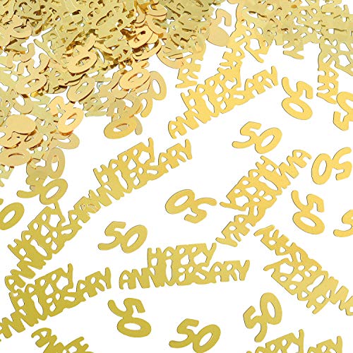 Gejoy 4 Bags Gold 50th Anniversary Confetti Glitter Confetti Table Decorations for 50th Anniversary Wedding Party Decoration