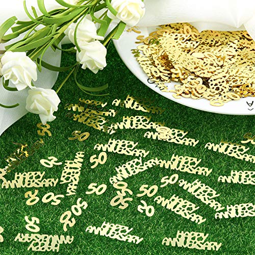 Gejoy 4 Bags Gold 50th Anniversary Confetti Glitter Confetti Table Decorations for 50th Anniversary Wedding Party Decoration