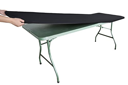 Iceberg iGear Stretch Fabric Table Top Cap Cover, fits 6' Tables, Polyester/Spandex, Black, 30" W x 72" L