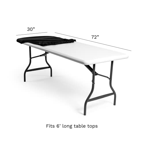 Iceberg iGear Stretch Fabric Table Top Cap Cover, fits 6' Tables, Polyester/Spandex, Black, 30" W x 72" L