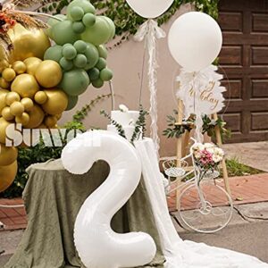 SUWEN 40 Inch White Large 2 Balloon Number Big Foil Helium Number Balloons 0-9 Giant Jumbo Happy 2nd Birthday Party Decorations for Boy or Girl Huge Mylar Anniversary Party Supplies