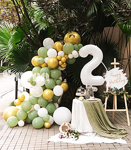 SUWEN 40 Inch White Large 2 Balloon Number Big Foil Helium Number Balloons 0-9 Giant Jumbo Happy 2nd Birthday Party Decorations for Boy or Girl Huge Mylar Anniversary Party Supplies