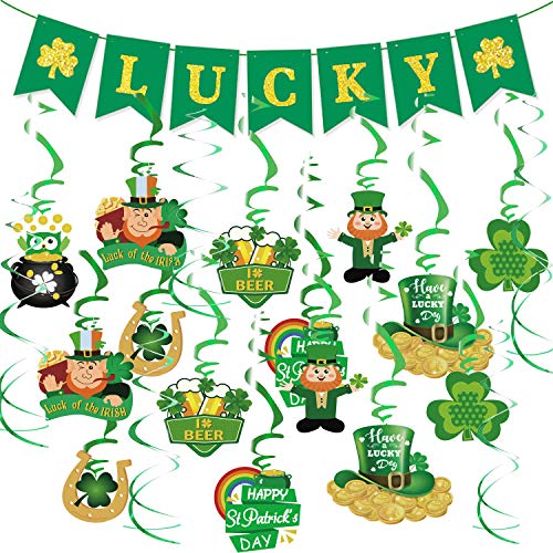 DmHirmg St Patricks Day Decorations,St Patricks Day Garland,Irish Burlap St Patricks Day Banner Flags(Green)