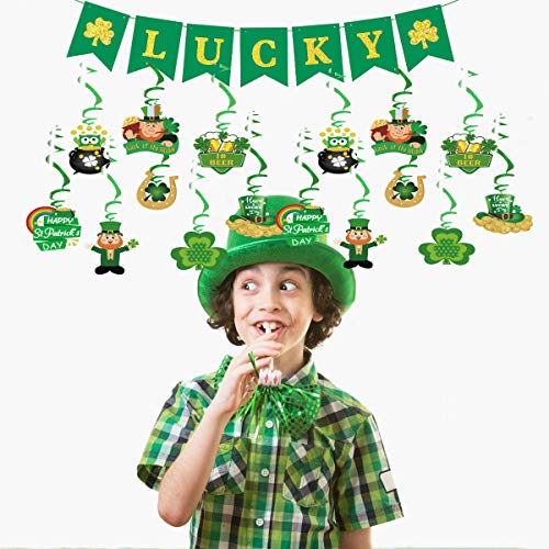 DmHirmg St Patricks Day Decorations,St Patricks Day Garland,Irish Burlap St Patricks Day Banner Flags(Green)