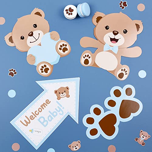 24 Pieces Bear Baby Shower Centerpiece Sticks Bear Theme Boy Birthday Table Toppers Double Sided Print Photo Booth Props