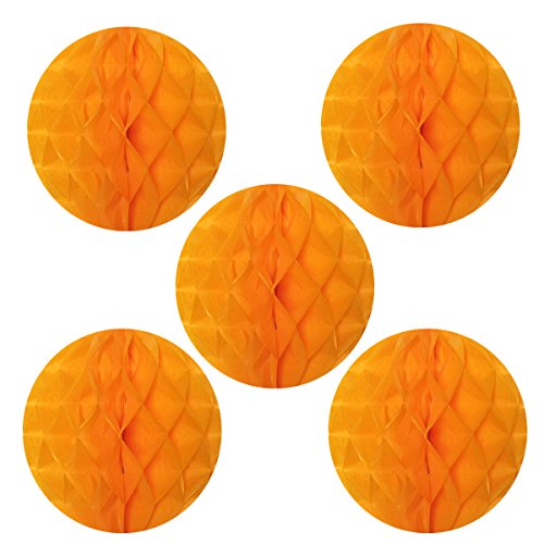 Wrapables 6" Set of 5 Tissue Honeycomb Ball Party Decorations for Weddings, Birthday Parties, Baby Showers, and Nursery Décor, Orange