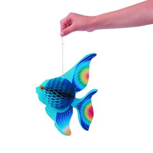 Fun Express Hanging Tissue Fish Decorations (6 pc) Party Decor, Hanging Decor, Under The Sea Adventures for Home, School or Office