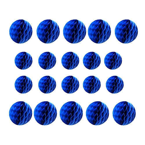 ZGjoy 20pcs Honeycomb Flower Balls Party Honeycomb Balls Decoration Paper Flower Balls Tissue Paper Flower Ball Pom Poms Ball for Baby Shower Birthday Wedding Home Decor(3in+6in, Royal Blue)