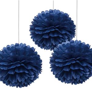 TopAAA 12pcs Tissue Paper Flower Poms Wedding Birthday Party Room Decoration of 10 inches (Royal Blue)