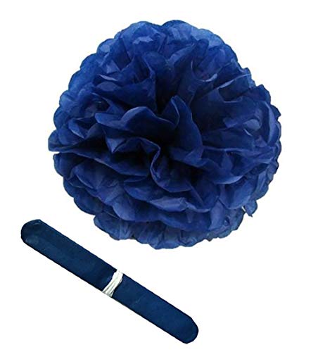 TopAAA 12pcs Tissue Paper Flower Poms Wedding Birthday Party Room Decoration of 10 inches (Royal Blue)