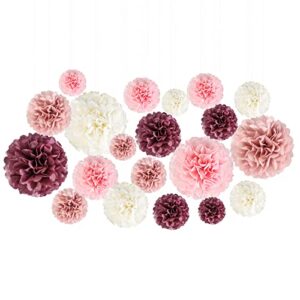 20-piece paper pom poms party kit – tissue paper pom poms decorations – birthday party decorations bridal shower bachelorette baby shower