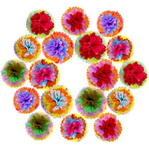 zerodeco cinco de mayo decorations, 18 pcs multicolor fiesta tissue pom paper flowers 12 inch 14 inch for mexican carnival rainbow theme party supplies