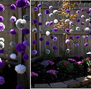 12pcs 8 Inch 10 Inch 14 Inch Mixed Lavender Purple Grey White Tissue Pom Poms Paper Flower Wedding Bridal Shower Party Fluffy Decoration