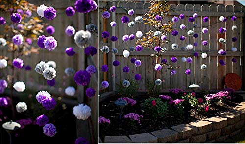 12pcs 8 Inch 10 Inch 14 Inch Mixed Lavender Purple Grey White Tissue Pom Poms Paper Flower Wedding Bridal Shower Party Fluffy Decoration