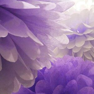 12pcs 8 Inch 10 Inch 14 Inch Mixed Lavender Purple Grey White Tissue Pom Poms Paper Flower Wedding Bridal Shower Party Fluffy Decoration