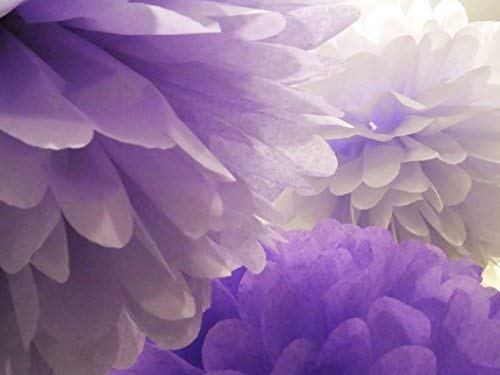 12pcs 8 Inch 10 Inch 14 Inch Mixed Lavender Purple Grey White Tissue Pom Poms Paper Flower Wedding Bridal Shower Party Fluffy Decoration