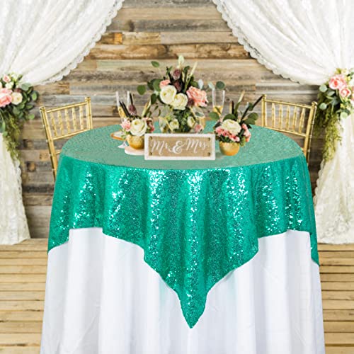 Small Tablecloth Square 36x36-Inch Green Sequin Tablecloth Glitter Table Cover Overlay Square Christmas Green Wedding Table Cloths Sequin Fabric Tablecloth for Round Table Birthday Baby Shower Decor