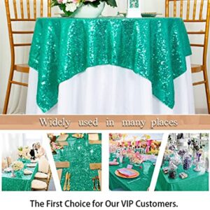 Small Tablecloth Square 36x36-Inch Green Sequin Tablecloth Glitter Table Cover Overlay Square Christmas Green Wedding Table Cloths Sequin Fabric Tablecloth for Round Table Birthday Baby Shower Decor