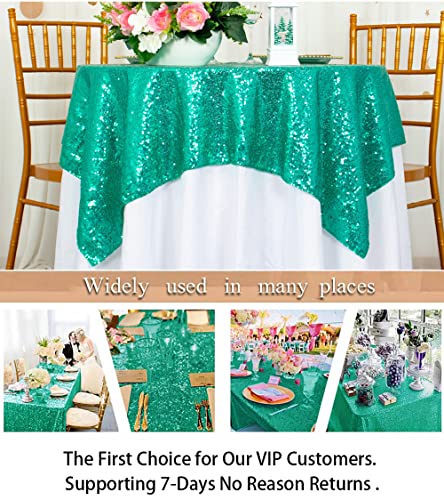 Small Tablecloth Square 36x36-Inch Green Sequin Tablecloth Glitter Table Cover Overlay Square Christmas Green Wedding Table Cloths Sequin Fabric Tablecloth for Round Table Birthday Baby Shower Decor