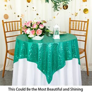 Small Tablecloth Square 36x36-Inch Green Sequin Tablecloth Glitter Table Cover Overlay Square Christmas Green Wedding Table Cloths Sequin Fabric Tablecloth for Round Table Birthday Baby Shower Decor