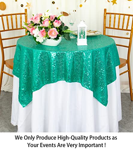 Small Tablecloth Square 36x36-Inch Green Sequin Tablecloth Glitter Table Cover Overlay Square Christmas Green Wedding Table Cloths Sequin Fabric Tablecloth for Round Table Birthday Baby Shower Decor