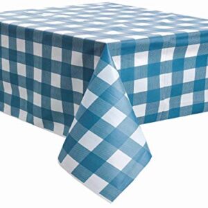 Blue Gingham Checkered Plastic Tablecloths 3 Pack Disposable Table Covers 54 x 108 Inches Party Tablecovers PEVA Vinyl Buffalo Plaid Table Cloths for Rectangle Tables Upto 8 ft and Picnic Barbecue