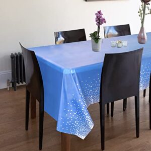 54" x 108" 4 Pack Navy Blue and Silver Tablecloth, Silver Navy Blue Table Cover, Plastic Confetti Tablecovers Rectangle Tables, Birthday Wedding Anniversary Party Supplies (4)