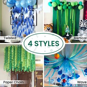 PartyWoo Crepe Paper Streamers 6 Rolls 492ft, Pack of Blue, Pastel Blue, Green and Lime Party Streamers for Birthday Decorations, Party Decorations, Wedding Decorations (1.8 Inch x 82 Ft/Roll)