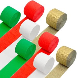 yssai 8 rolls christmas crepe paper streamers rolls 656 feet red green party streamers garland hanging backdrops decorations for xmas wedding bridal baby shower birthday diy art project supplies