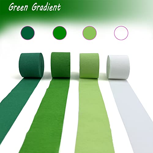 Green Crepe Paper Streamers 8 Rolls 656 ft Crepe Paper Decorations for Birthday Party, Baby Shower or Reunion (Green Gradient)