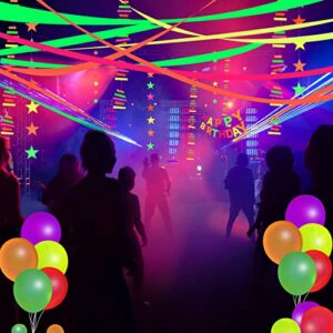 800Ft Glow in The Dark Party Decorations Neon Crepe Paper Streamers Blacklight Party Streamer Decorations Backdrop Decorations for Holiday Birthday Fiesta Part